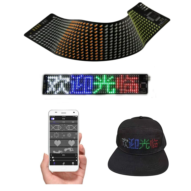 Led-Strip-Light-Module-Hat-Glowing-Wireless-Sending-Word-Scroll ...