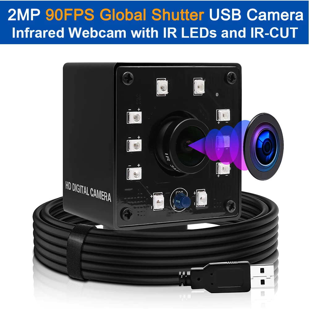 ELP 1080P 90FPS Infrared Global Shutter Camera High Speed Industrial ...