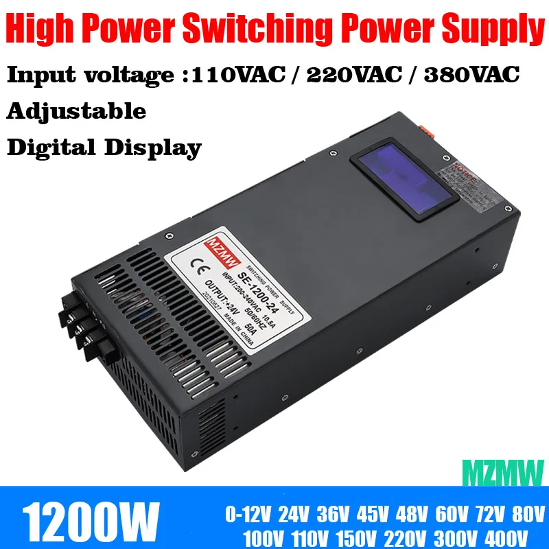 1200W Switching Power Supply 0-12V 15V 24V 36V 48V 60V 80V 110V 220V 300V AC/DC 110/220/380VAC ...
