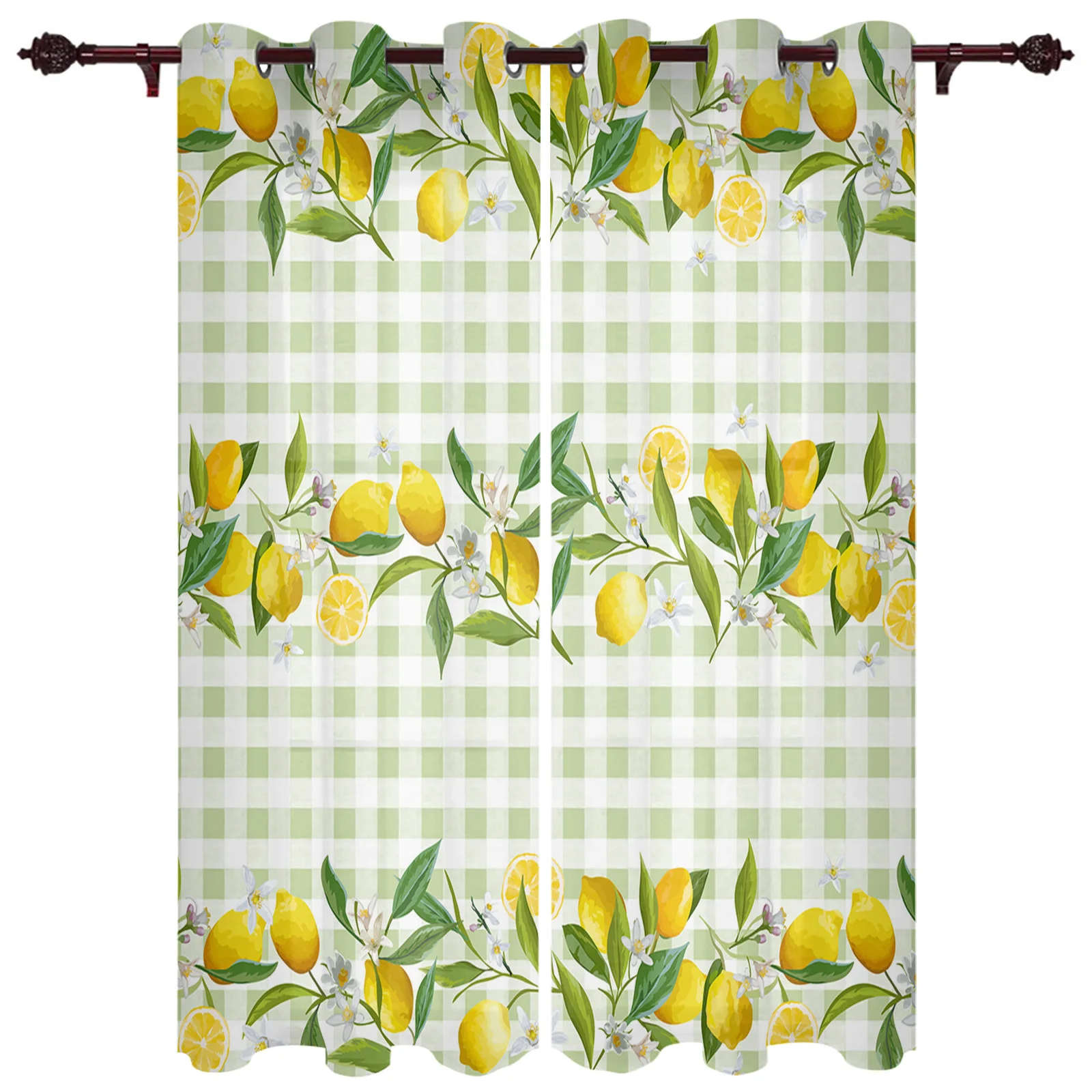 Modern-Window-Curtains-for-Living-Room-Summer-Lemon-Plaid-Curtains-for ...