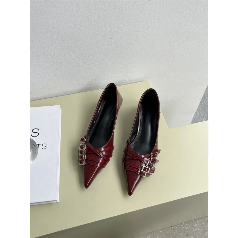 New-Summer-Fashion-Pointy-Low-Heel-Women-s-Shoes-with-Belt-Buckle-Light ...