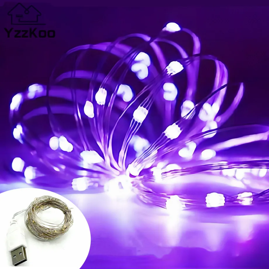 Yzzkoo Usb Led String Lights Copper Silver Wire Garland Light ...