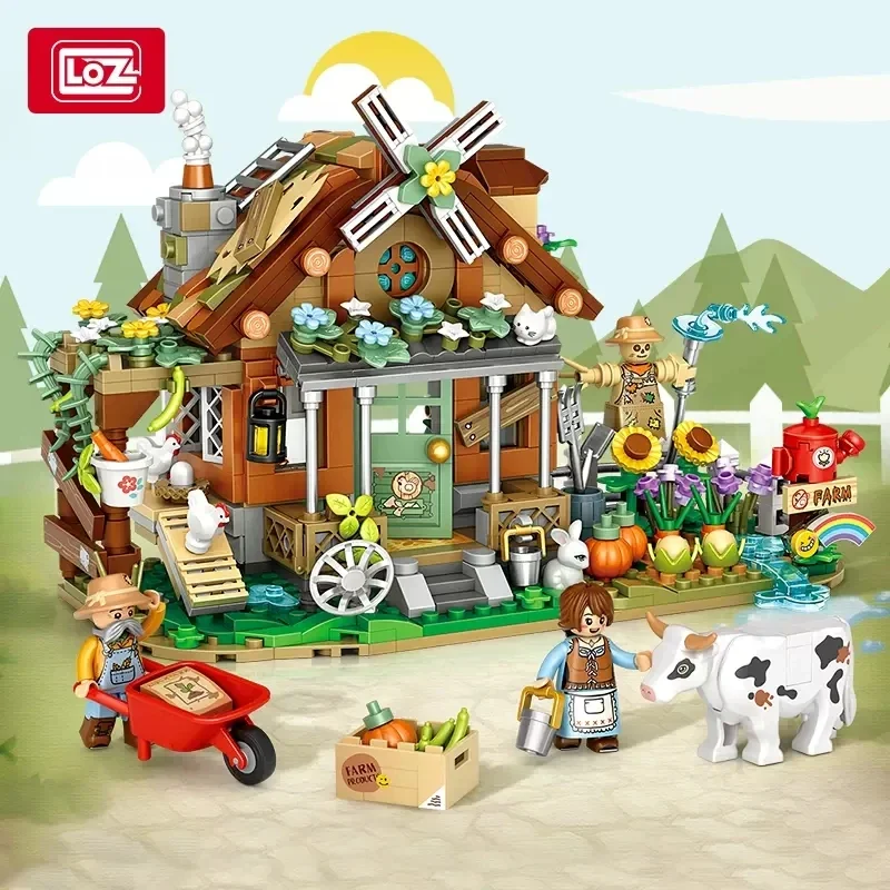 LOZ-Creative-Windmill-Farm-House-for-Kids-Animal-Homeland-Building ...