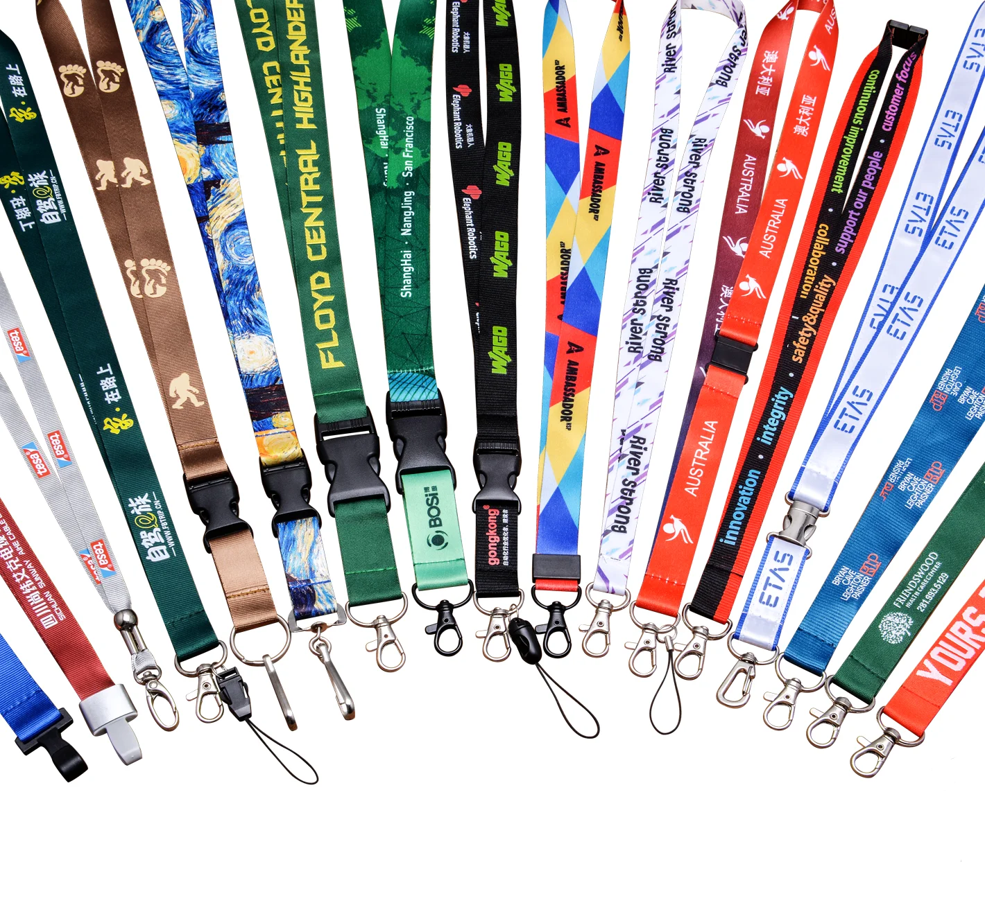 Custom Printed Lanyard For Keys Full Color Design Badge Holder & Staff ...