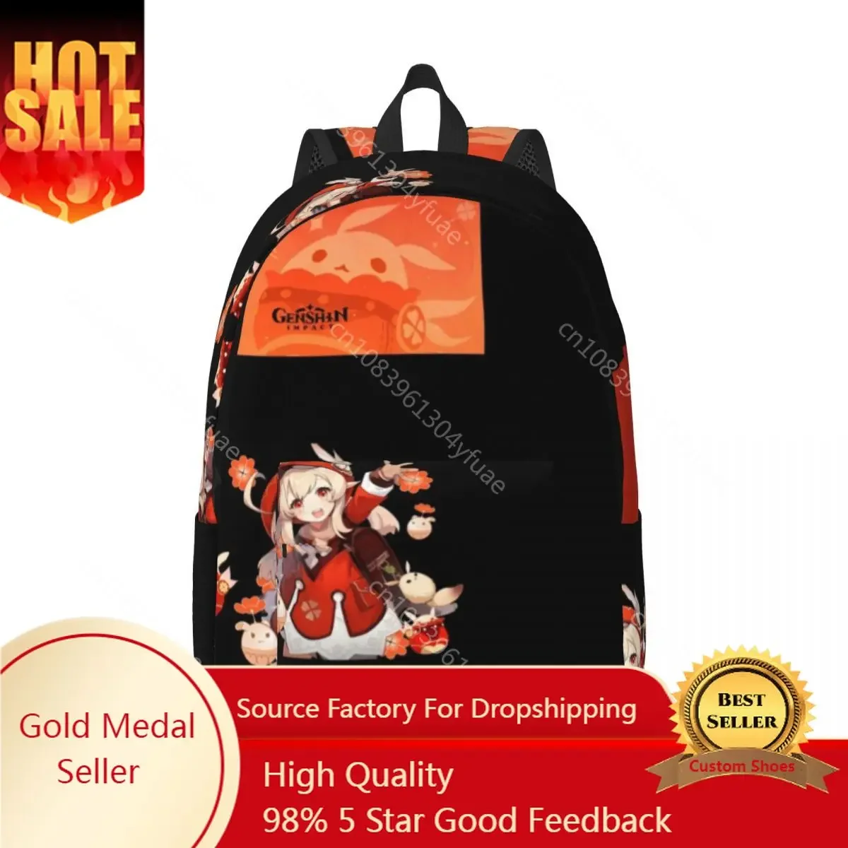 Anime-Genshin-Impact-Kawaii-Backpack-Klee-Red-Stylish-Backpacks-Men ...