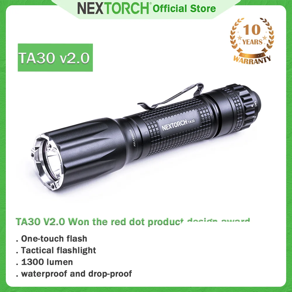 Nextorch TA30 V2.0 Tactical torch, one key burst flash, usbc ...