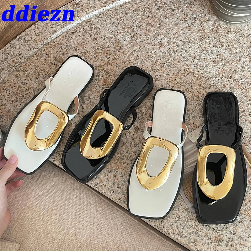 Fashion-Metal-Flip-Flops-Women-Slippers-New-In-2024-Luxury-Summer-Beach ...