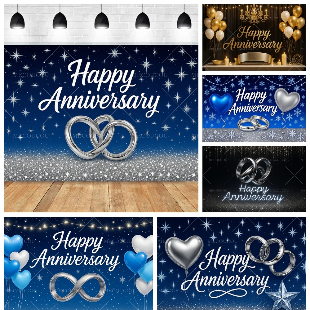 Blue Glitter Happy Anniversary Backdrop: The Ultimate Design for ...
