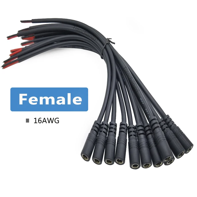 16AWG 2PIN 5.5x2.1mm / 5.5X2.5mm Power Plug DC Male Female Cable Wire ...