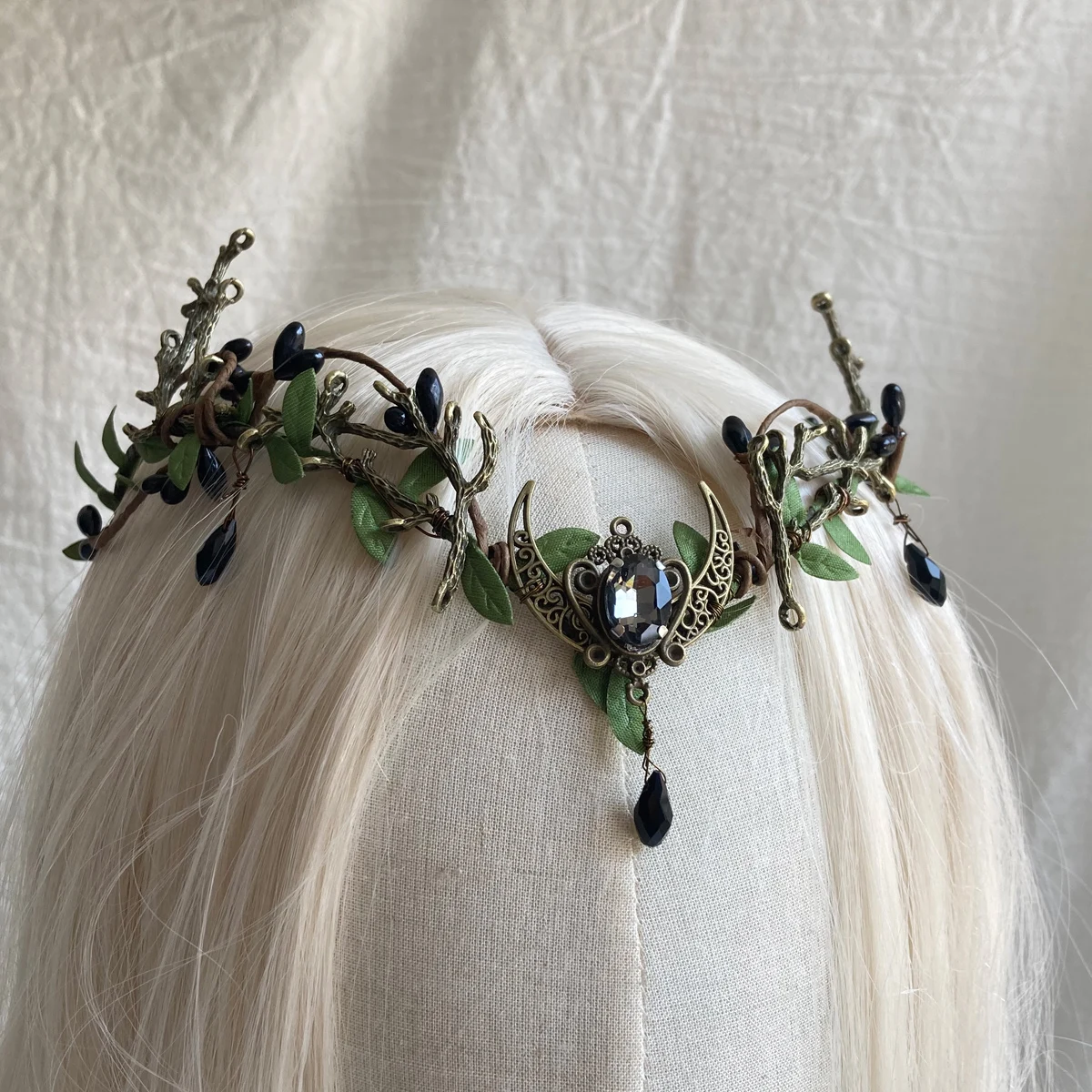 Woodland-Vintage-Black-Elven-crown-Gothic-Wedding-Fairy-Crown-elf-Tiara ...