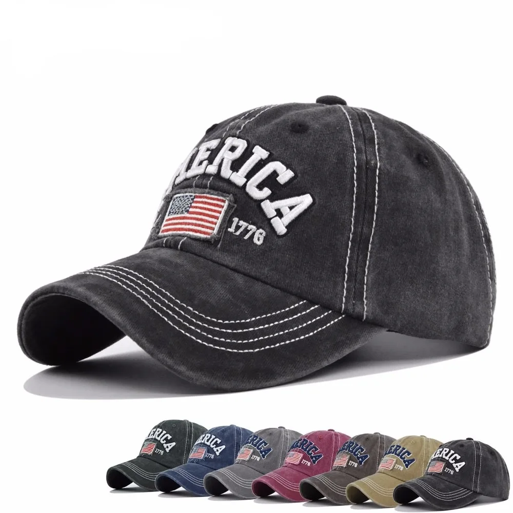 Hot-sale-washed-clothe-embroidered-American-baseball-cap-for-men-and ...