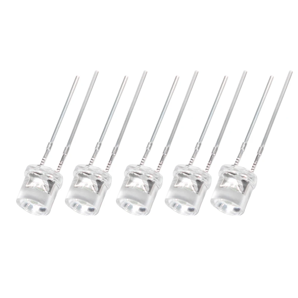 50PCS Flat LED Diode 5MM Red Yellow Blue Green White Led Lights Diod F5 Transparent Led ...