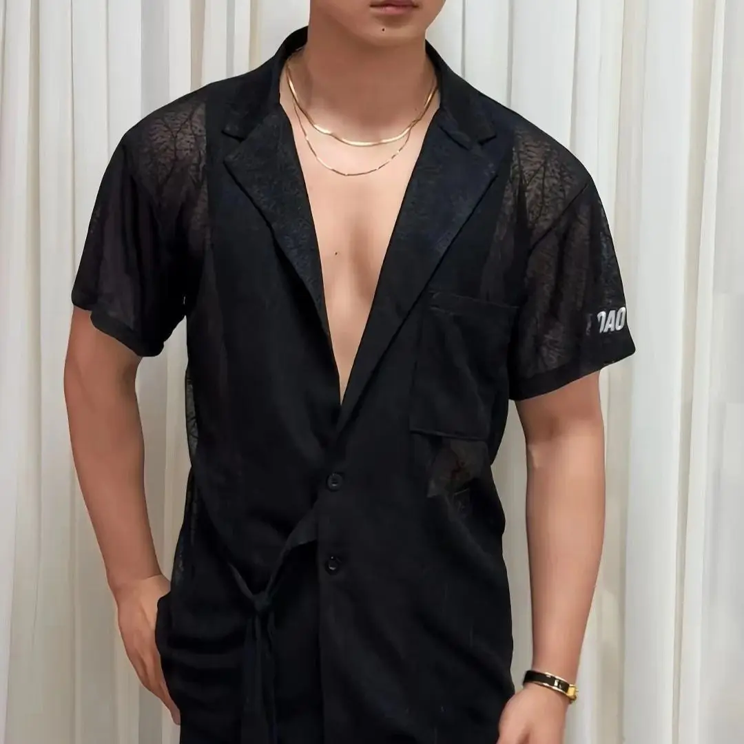 2025 Male Latin Dance Tops For Men V-neck Lace Practice Clothes Chacha ...