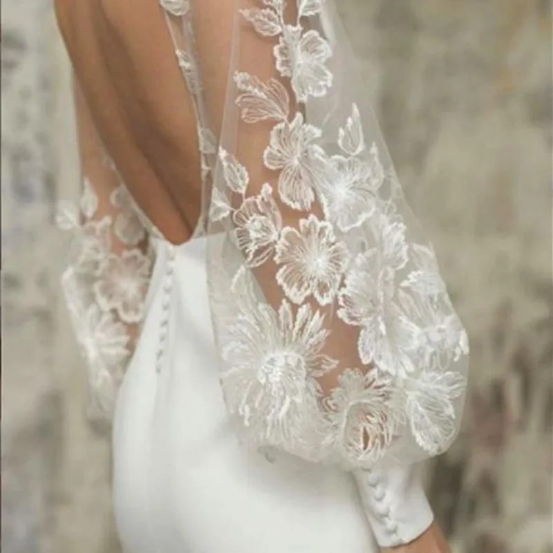 Encantadora-manga-de-linterna-desmontable-para-boda-bordado-generoso ...