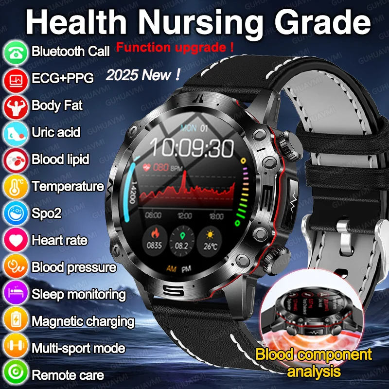 2025 New ECG+PPG AI Laser Therapy Smart Watch Uric Acid Blood Fat ...