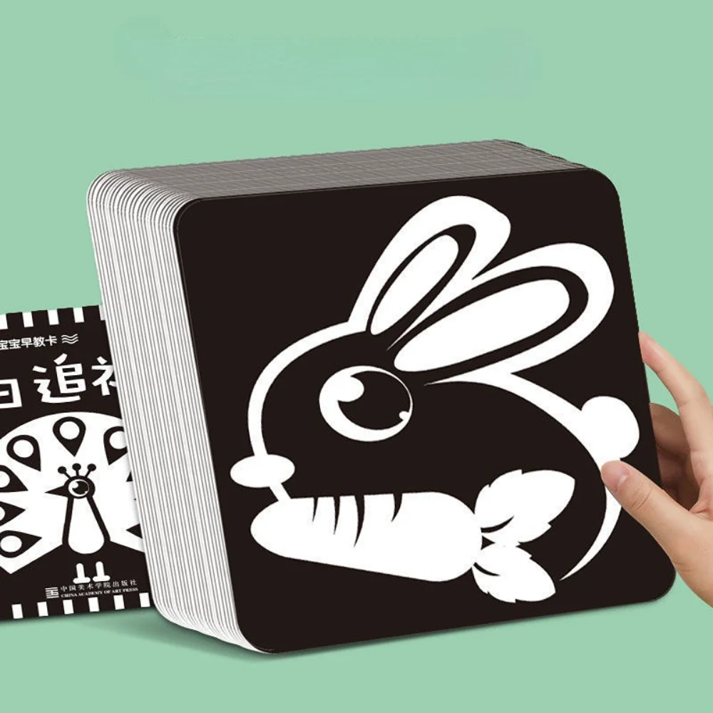 Baby Montessori Visual Stimulation Card Black White High Contrast Flash ...