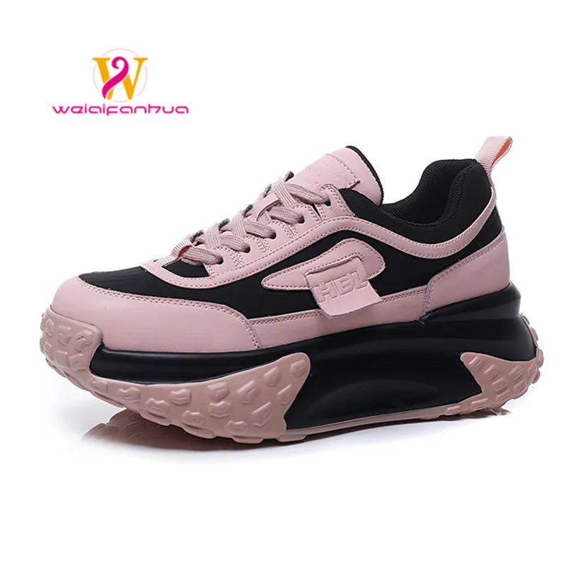 Sneakers Women's Genuine Leather Daddy Shoes 2023 Spring New Fashion ...