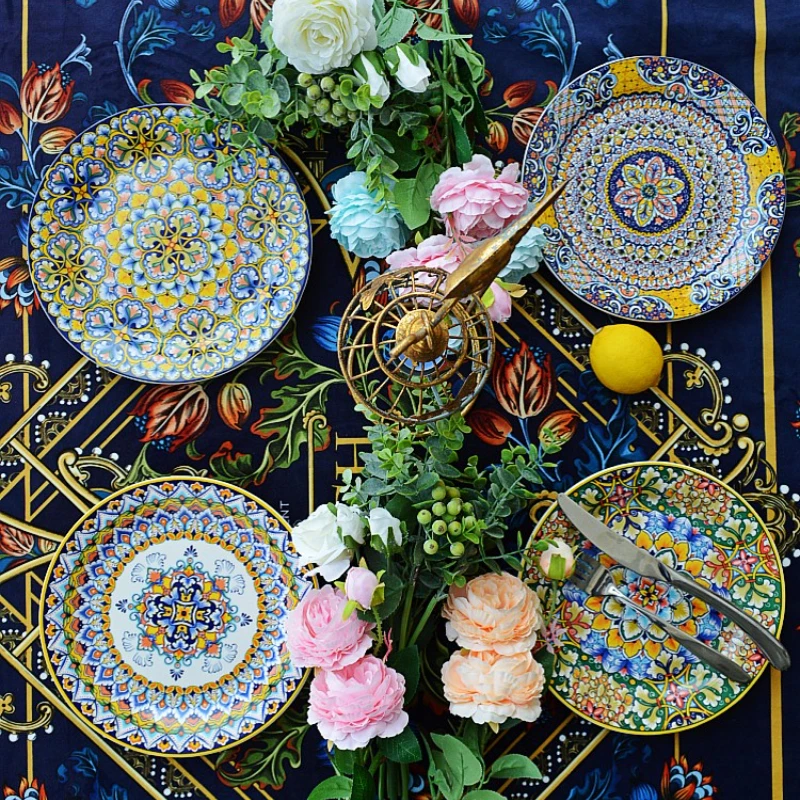 Italian-exotic-underglaze-ceramic-western-dishes-Tuscany-flat-exquisite ...