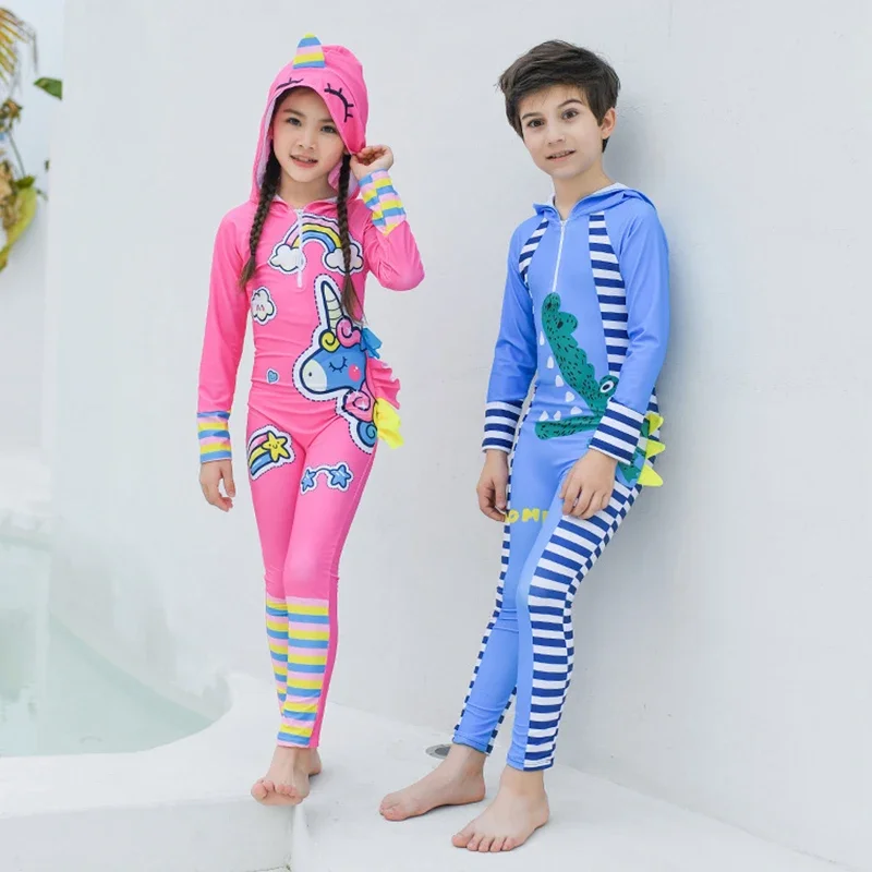 UPF 50+ Full Rash Guard for Kids with Hood Long Sleeve One Piece ...