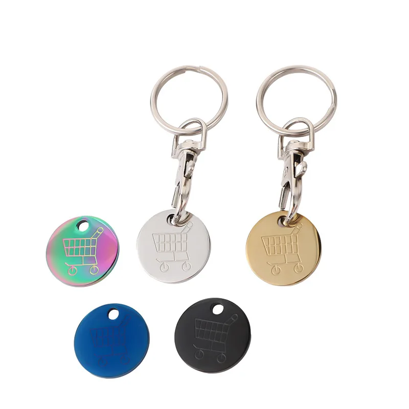 Stainless-Steel-Keychain-Supermarket-Push-Cart-Logo-Coin-Metal-Token ...