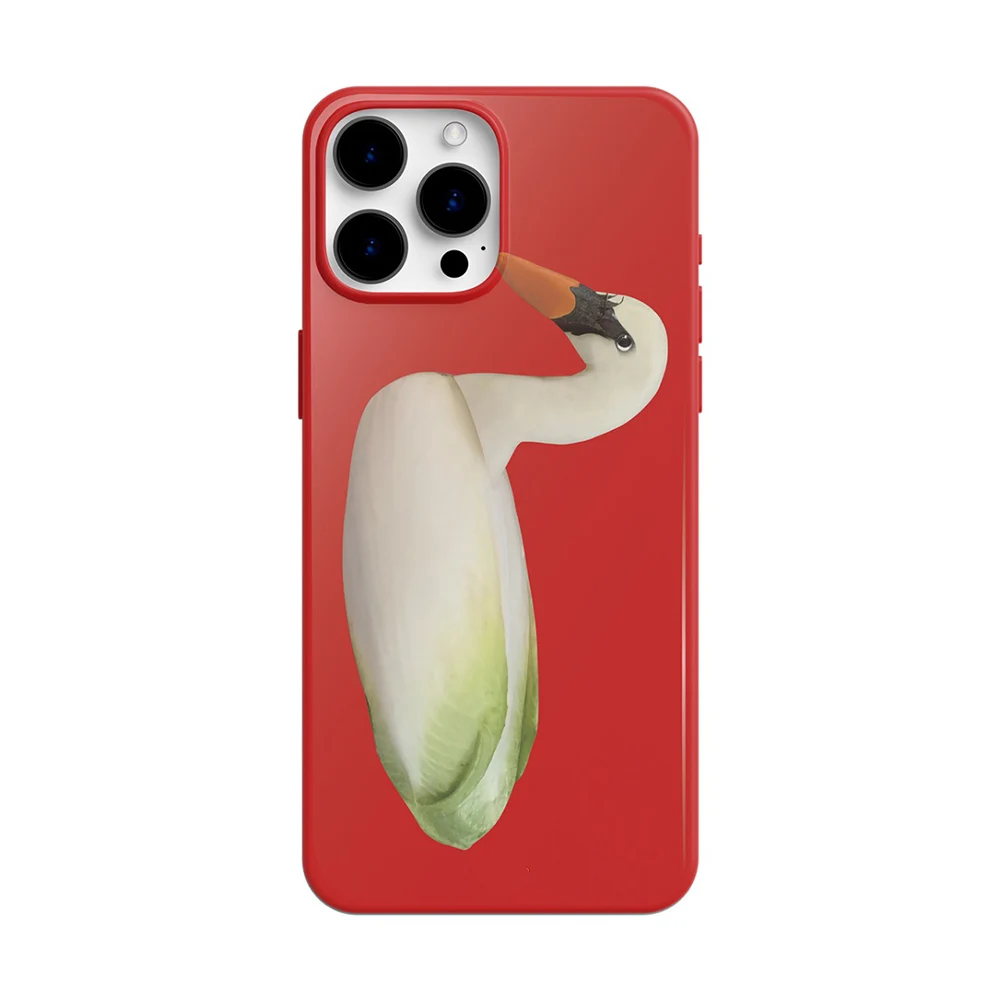 Clmj Funny Vegetables Splice Swan Phone Case for iPhone 16 15 14 13 12 ...
