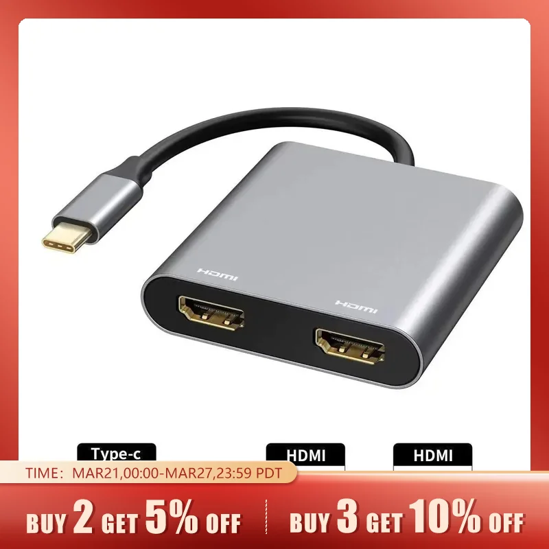 Usb-C-To-Dual-Type-C-Adapter-4k-Hd-Hub-60w-Compatible-With-Hdmi ...
