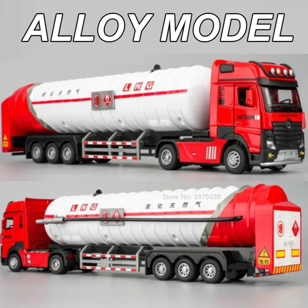 1/24 Oil Tank Truck Toy Car Model Alloy Diecasting with Pull Back Sound ...