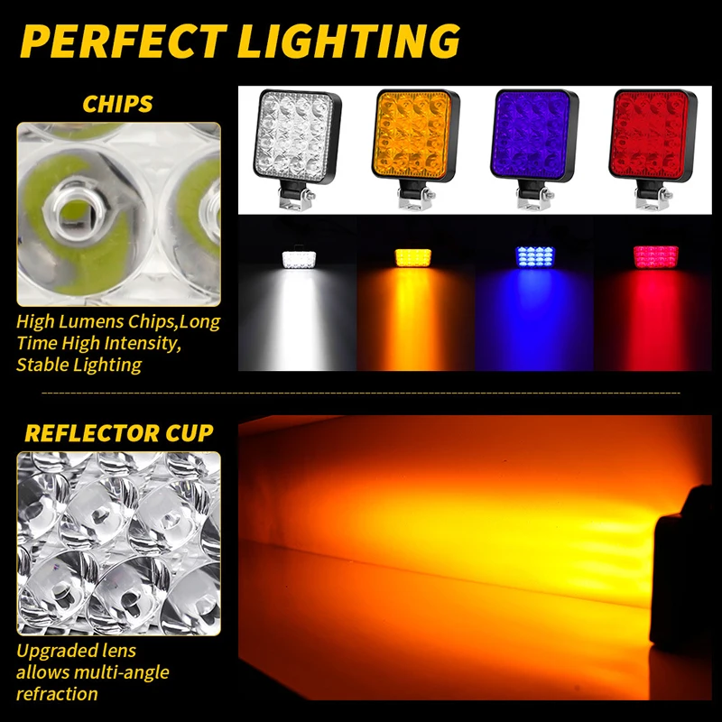 1Pc-Spotlight-Working-Light-12V-48W-16LED-ABS-LED-High-Intensity-Truck ...