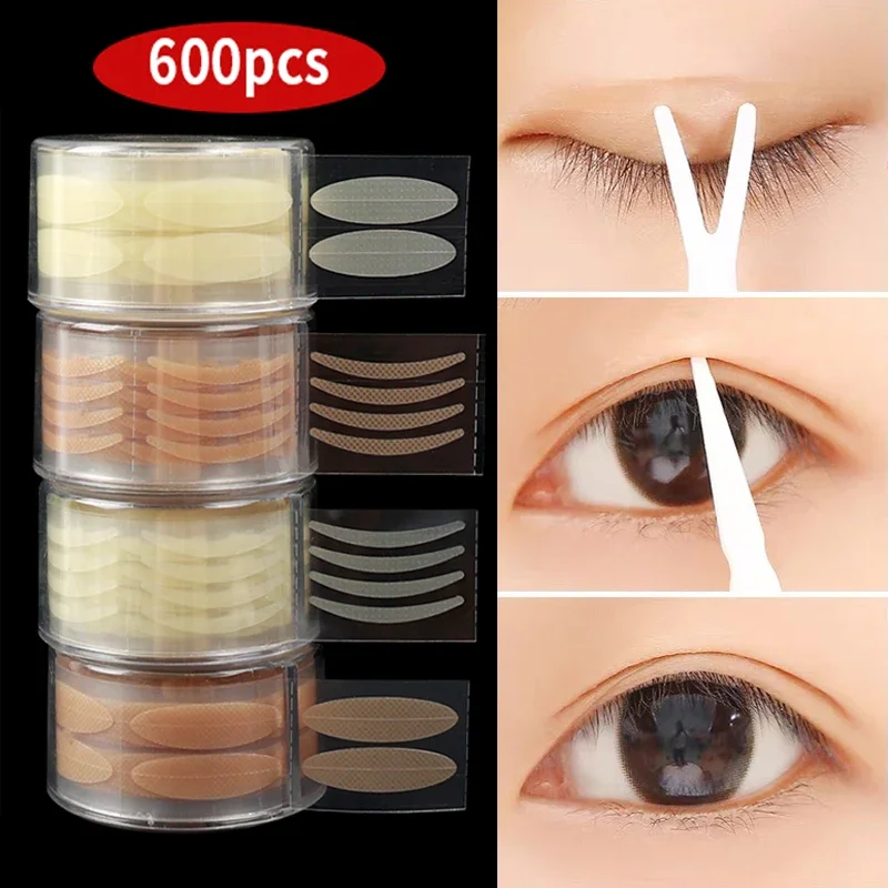 600pcs-Double-Eyelid-Tape-Invisible-Double-Eyelid-Sticker-Lace-Clear-Beige-Stripe-Self-adhesive ...