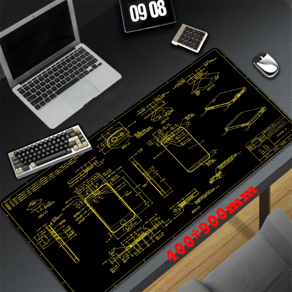Xxl-Mouse-Pad-Blueprint-Apple-Mousepad-Gamer-Keyboard-Pad-Office-Desk ...