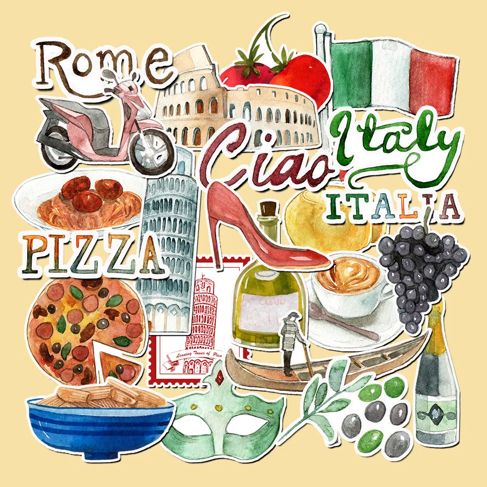 Set-of-23-Watercolor-Italy-Travel-Stickers-Add-a-touch-of-Italian ...