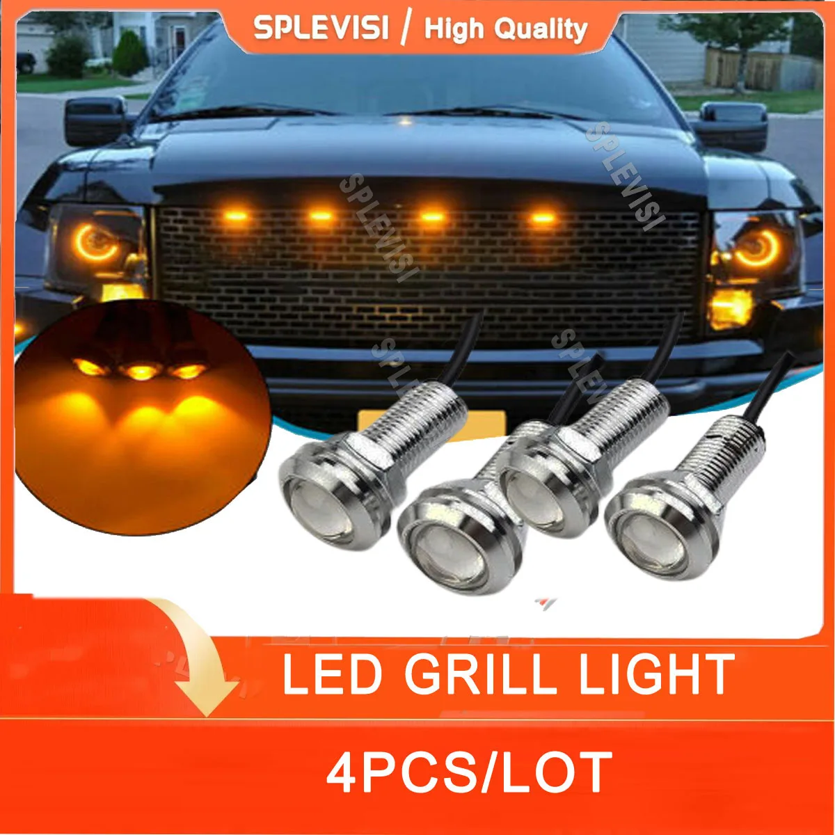 4Pcs Front Grille Bumper Grill LED Lights For Dodge RAM 1500 2500 3500 ...