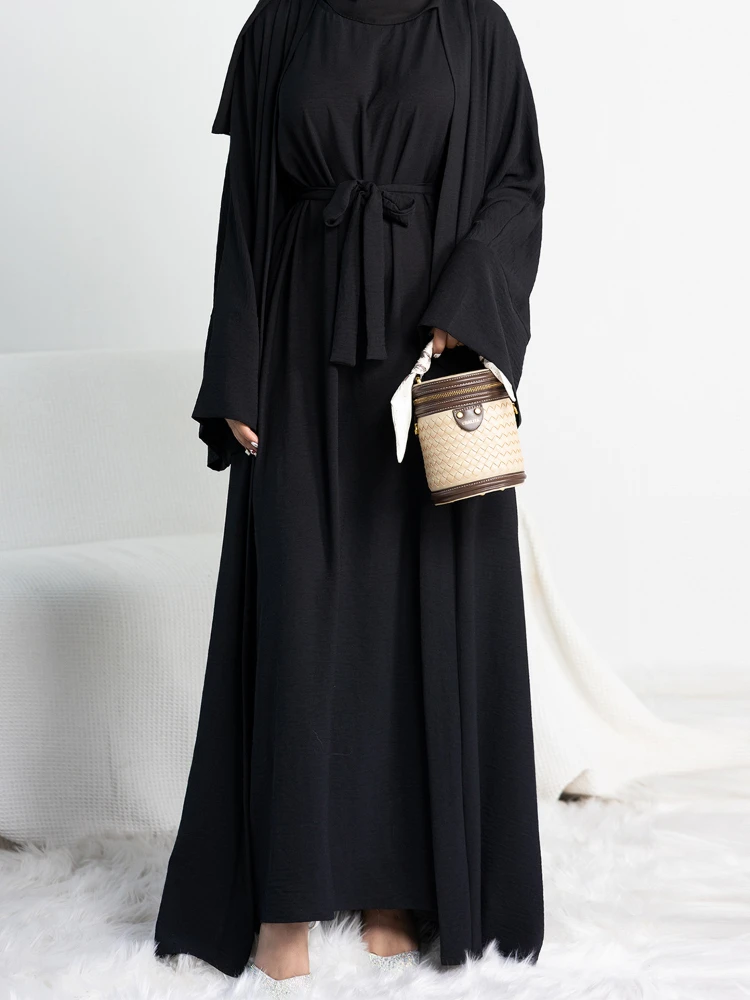 2-Piece-Kimono-Abaya-Matching-Muslim-Woman-Set-Plain-Abayas-Dubai ...