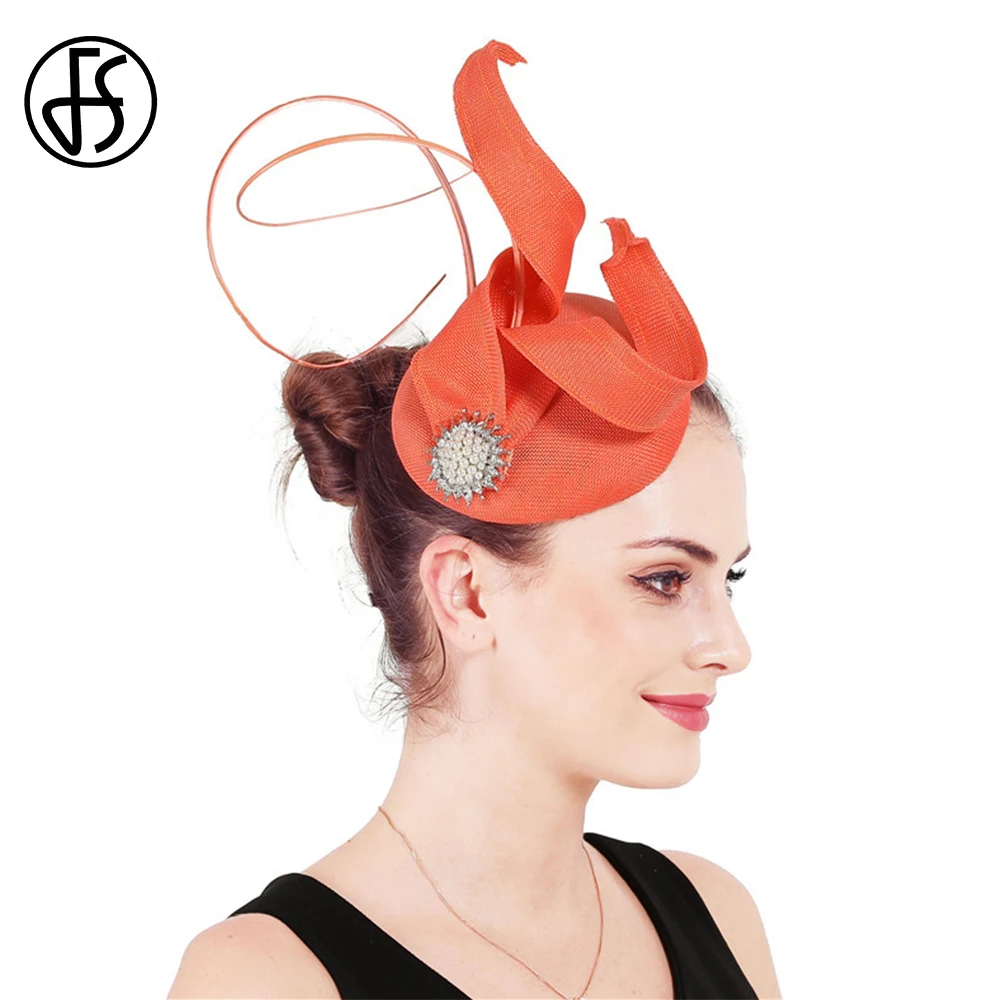 FS-2024-Orange-Hats-For-Women-Bride-Wedding-Fascinator-Derby-Cap ...
