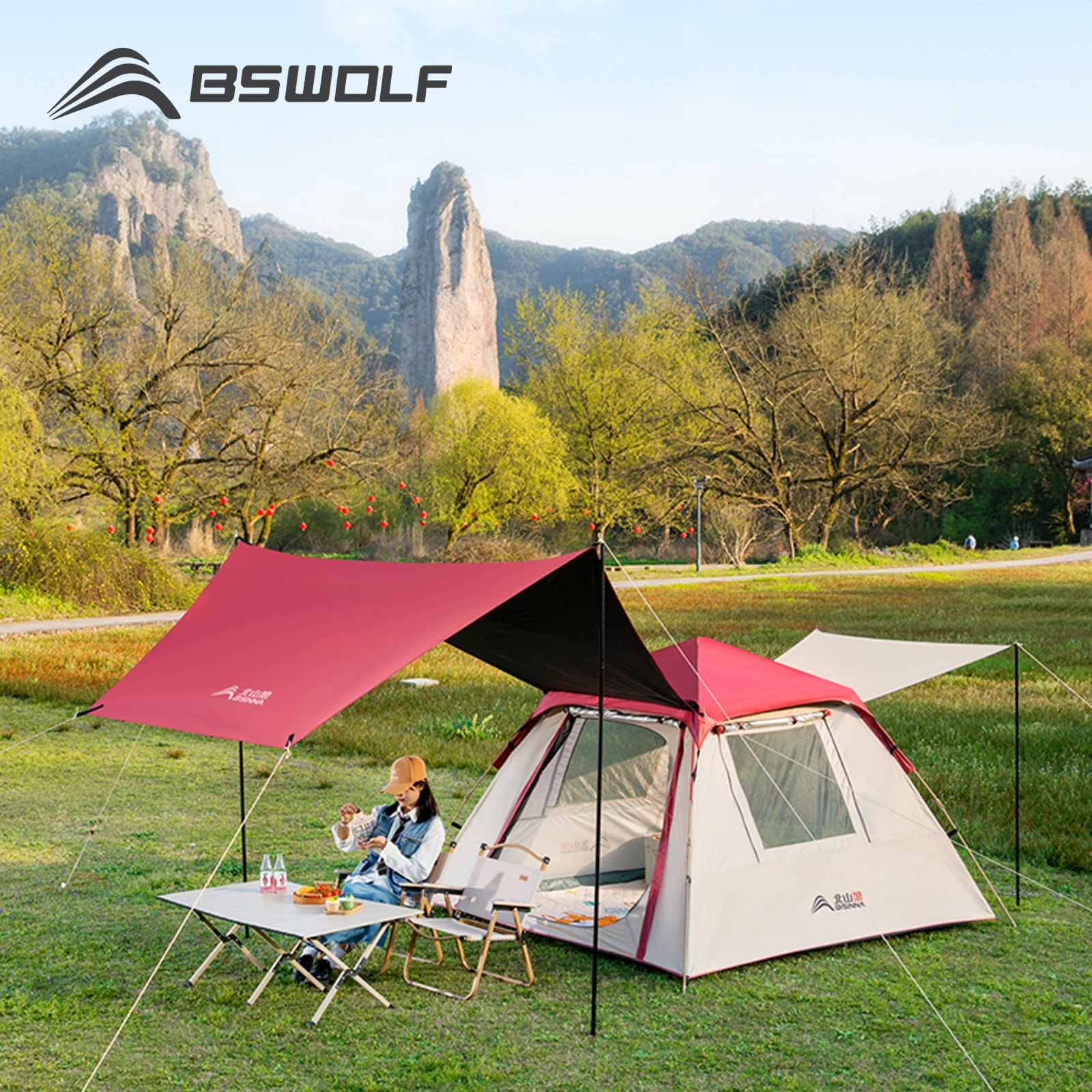 BSWOLF-Automatic-Tent-Outdoor-Folding-Portable-Canopy-2-in-1-Wilderness-Camping-Rain-Proof-Glass ...