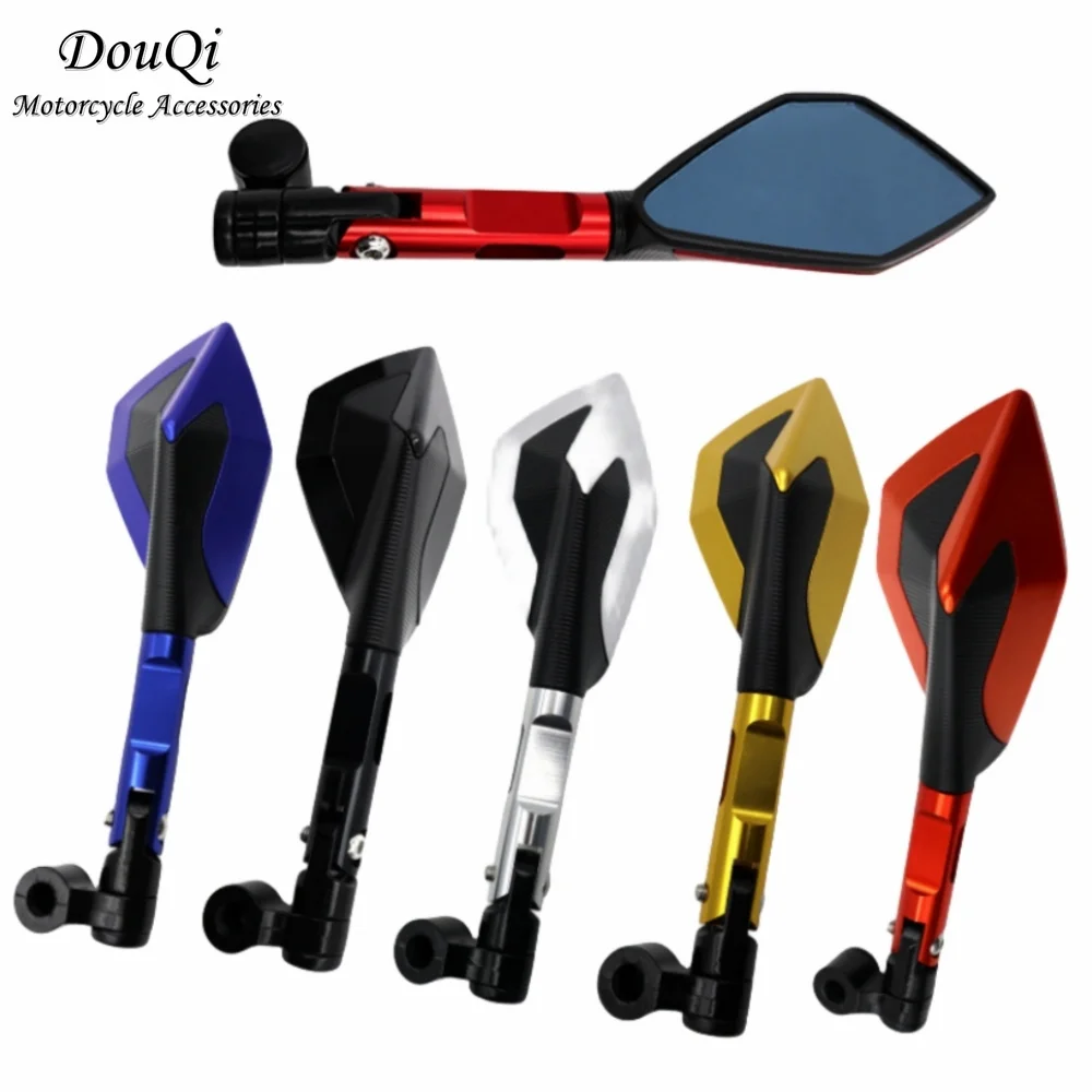 Motorcycle-Handlebar-Rearview-Mirror-HD-Blue-Glass-Anti-glare-Universal ...