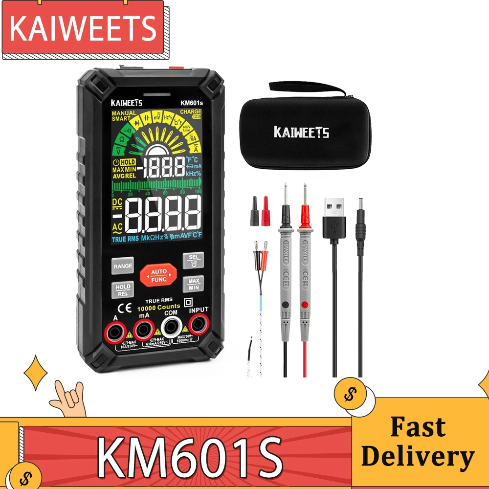 KAIWEETS-KM601S-Digital-Multimeter-10000-Counts-True-RMS-Meter-Smart-Mode-Manual-Mode ...