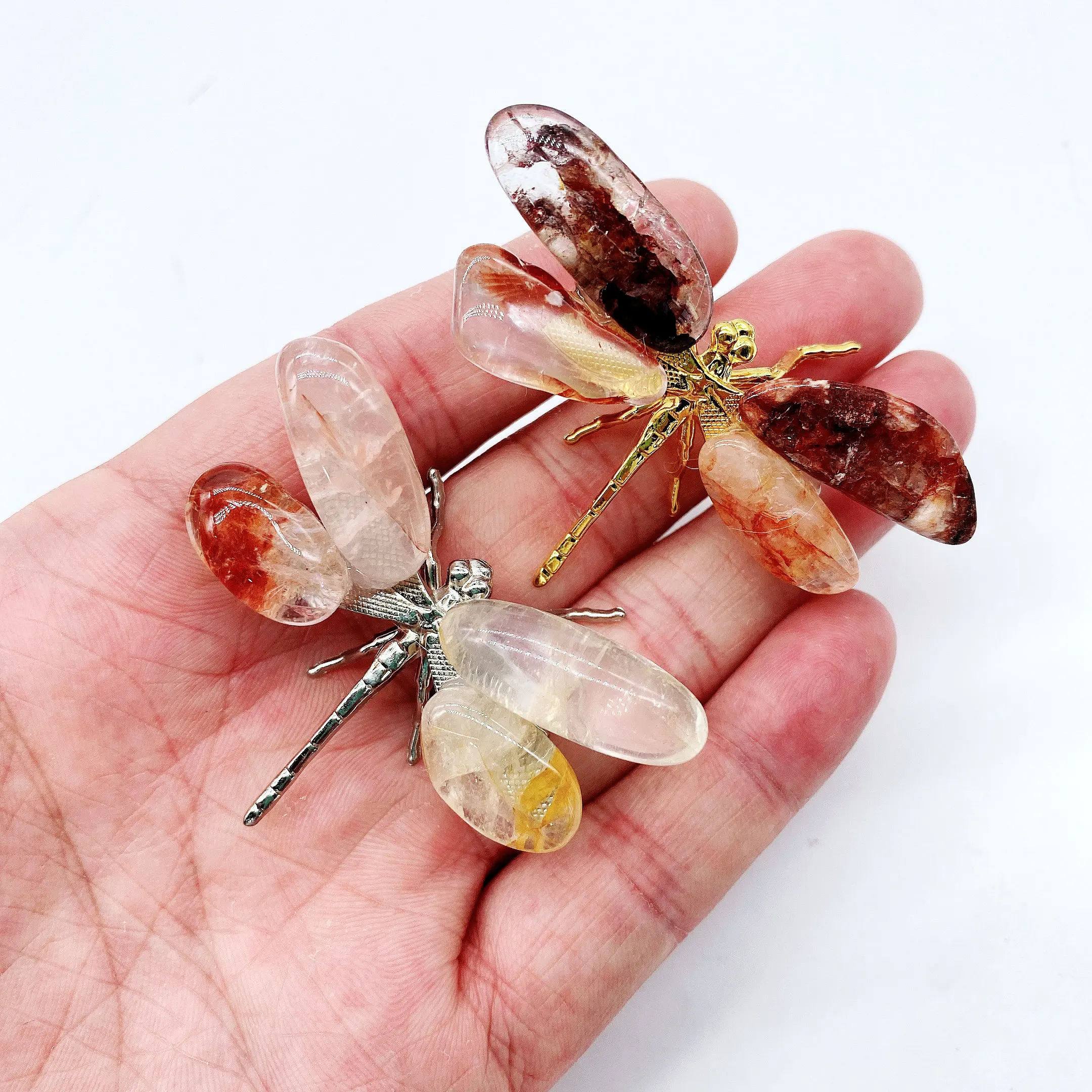 2pcs-Natural-fire-quartz-Energy-Reiki-stone-dragonfly-carving ...