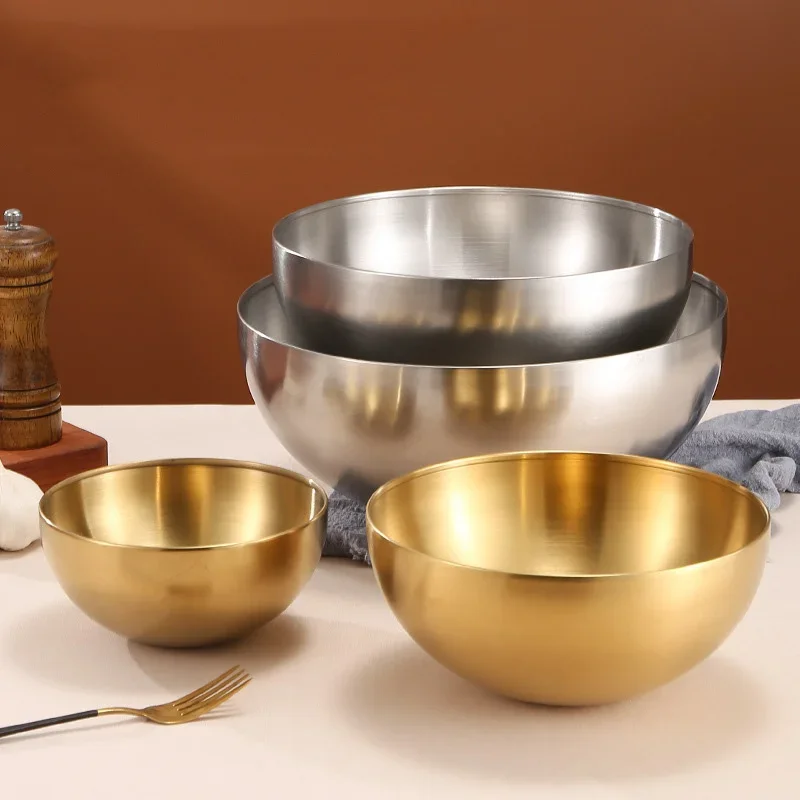 Thick Stainless Steel Fruit Salad Bowls 15cm/20cm/25cm Soup Rice Noodle ...
