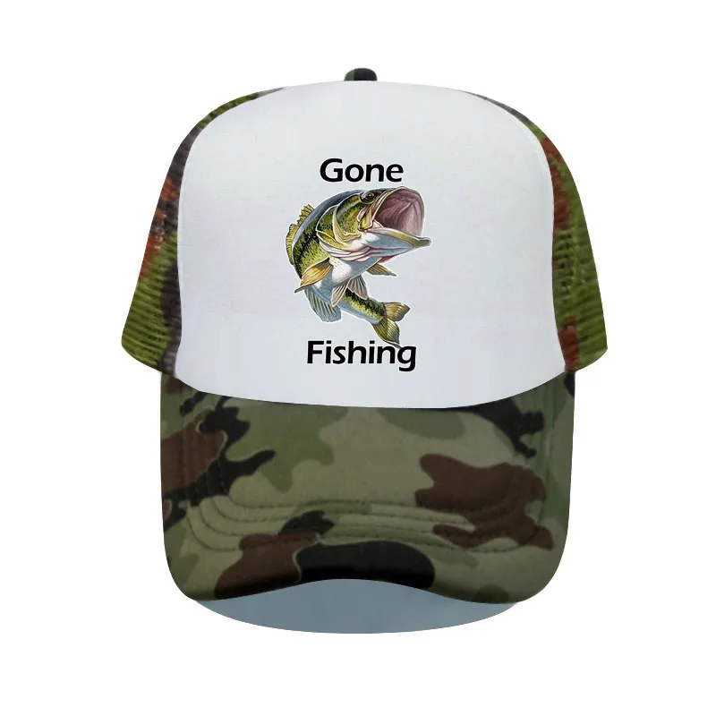 3D-Effect-Bass-Fishes-Printing-Snapback-Cap-Gone-Fishing-Mesh-Trucker ...
