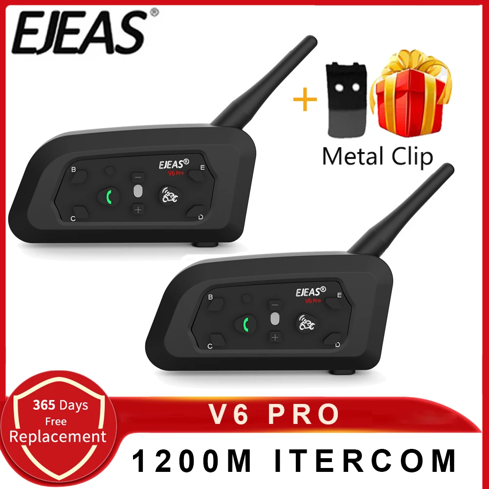 EJEAS intercomunicador V6PRO para casco de motocicleta, interfono con ...