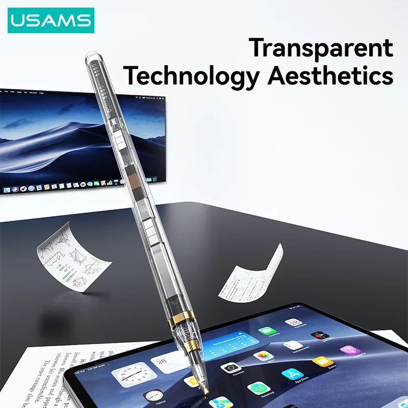 USAMS-Transparent-Stylus-Pen-For-Apple-Pencil-2-1-With-Bluetooth ...
