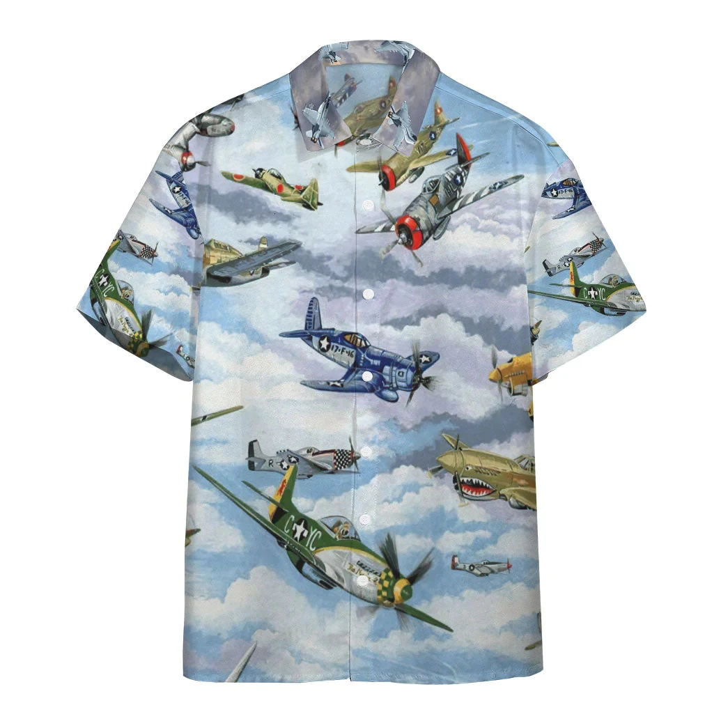 3D-Planes-Warbird-WW2-Fighters-Graphic-Hawaii-Shirts-for-Men-Clothing ...