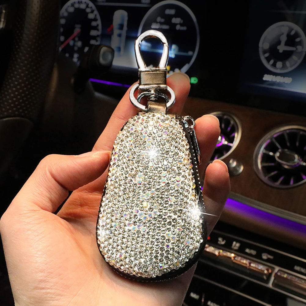 Universal-Diamond-Car-Key-Holder-Storage-Case-Luxury-Crystal-Keychains ...