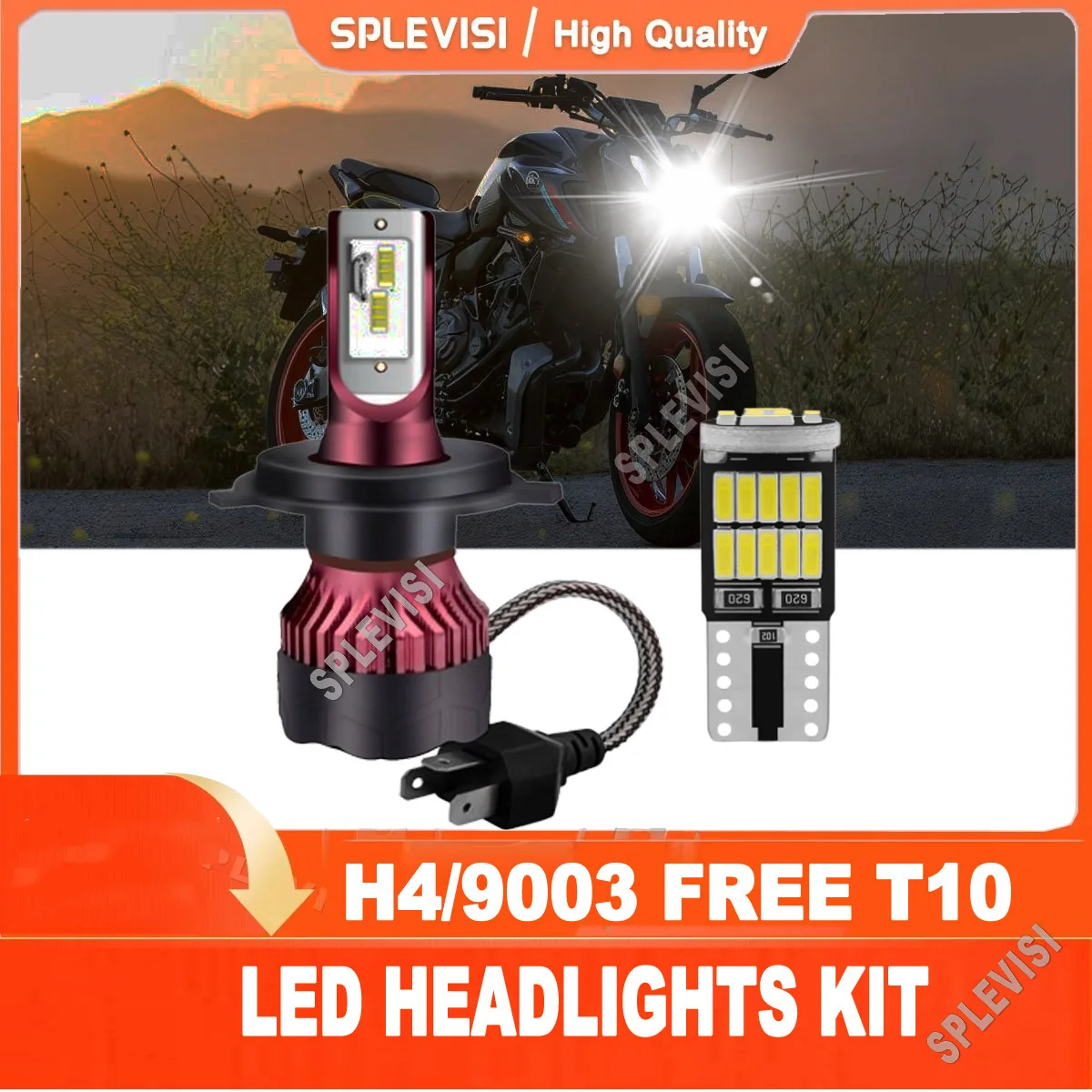 H4 T10 Hi Low Beam LED Headlight Conversion Kit For Yamaha MT-09 MT-07 ...