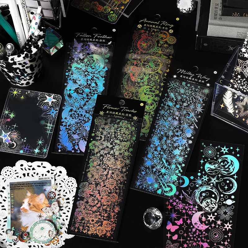 3 Sheets Cosmic Milky Way Flat Stickers aesthetic Journal notebook junk ...
