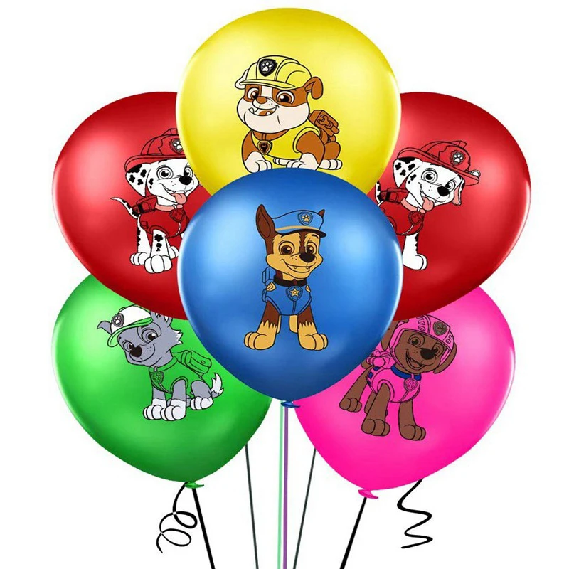Globos de la patrulla canina para niños, figuras de acción de Chase, Marshall, Rubble, látex ...