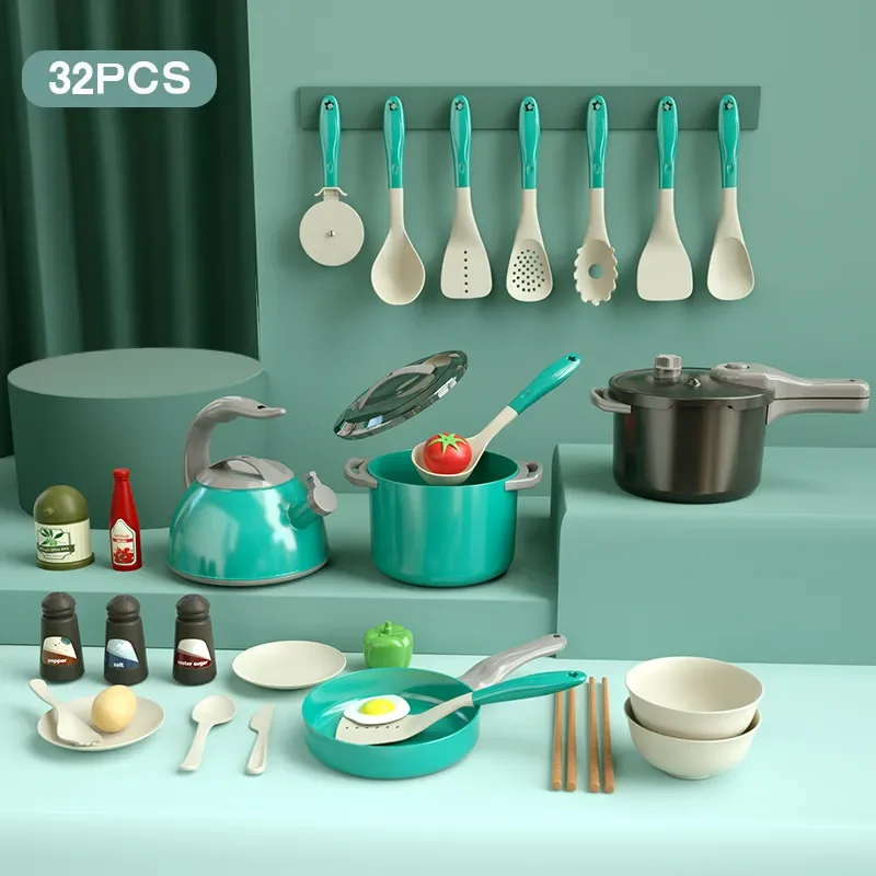 32pcs-Kids-Kitchen-Cooking-Toy-Set-Pretend-Cooking-Food-Play-With-Pots ...