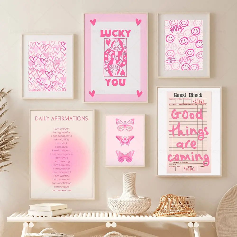 Trendy-Retro-Aesthetic-Posters-And-Prints-Orange-Pink-Preppy-y2k-Quote ...