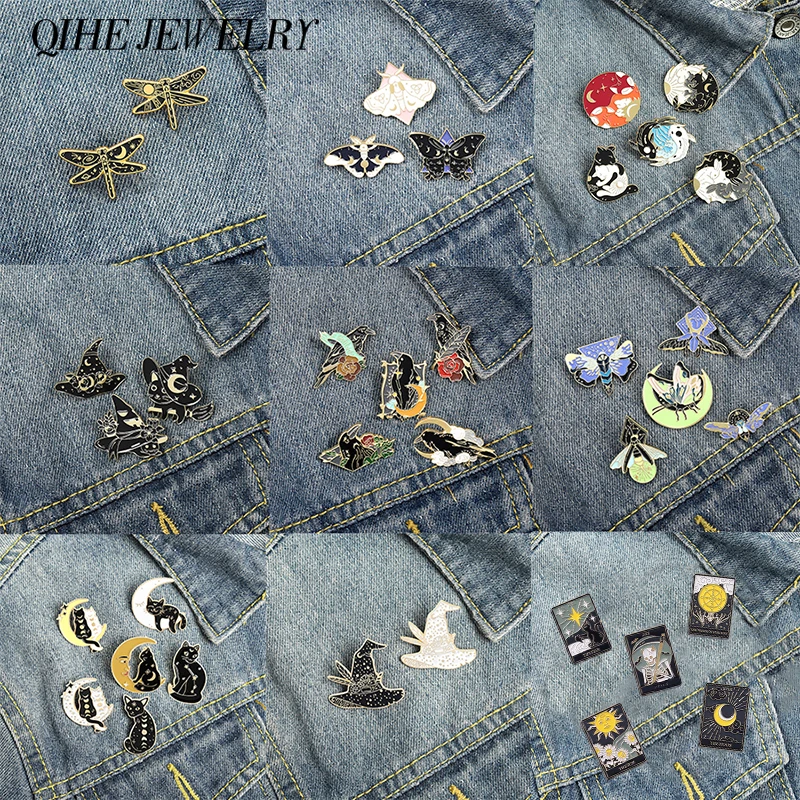 Magic Pins Collection Moon Phases Enamel Pin Witchcraft Lapel Pin Black ...
